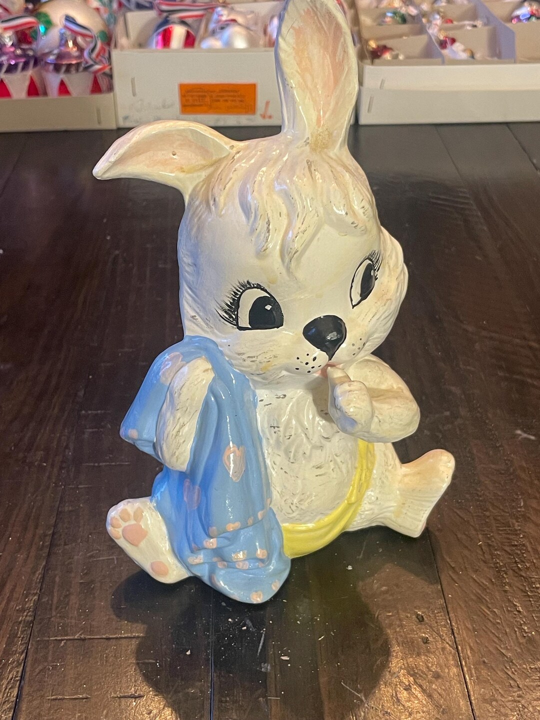 Large Vintage Bunny Figurine, Cute Easter Decor, Bougie White Rabbit - Etsy