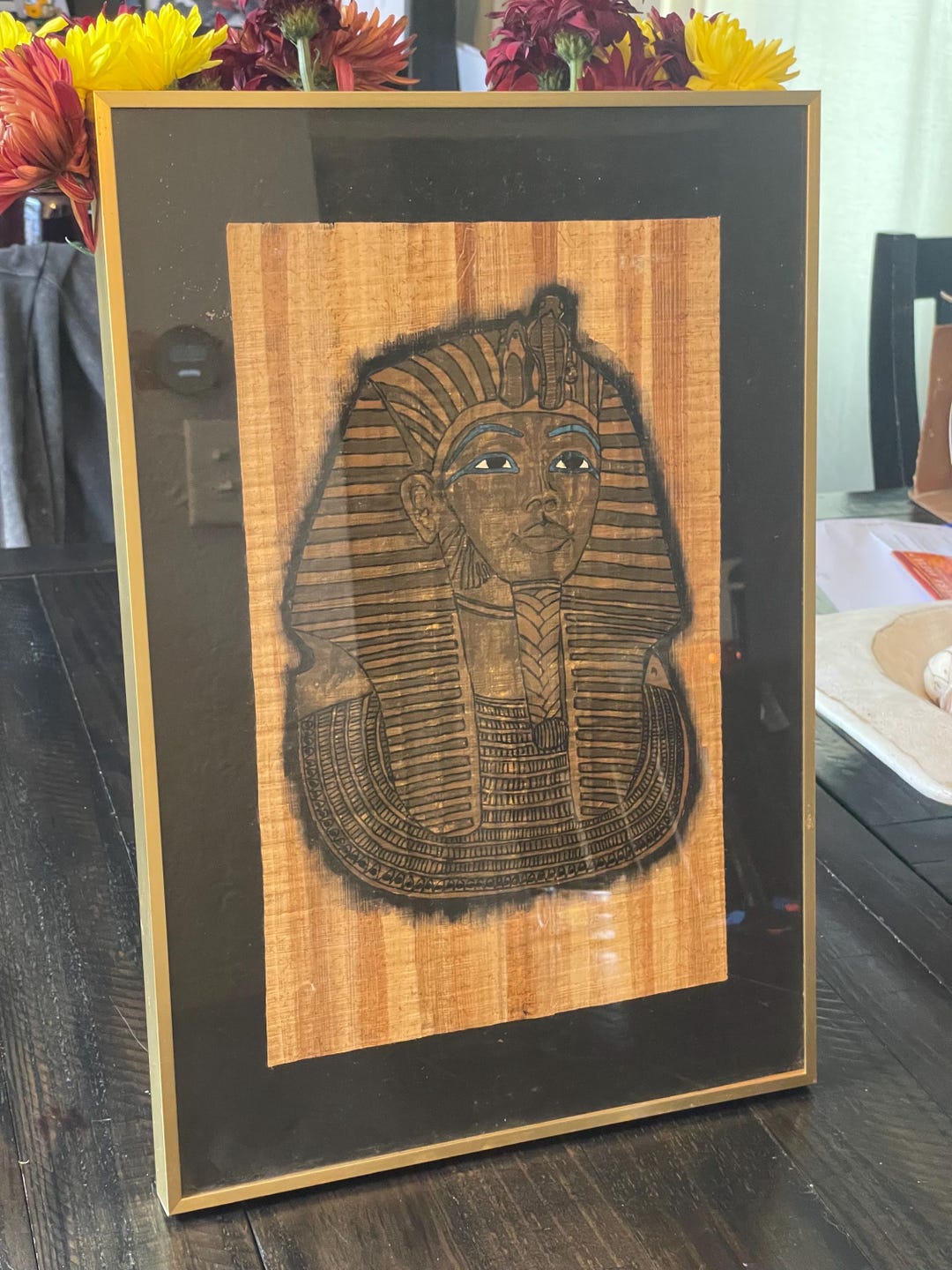 Egyptian Burial Mask Papyrus Painting Framed Vintage - Etsy