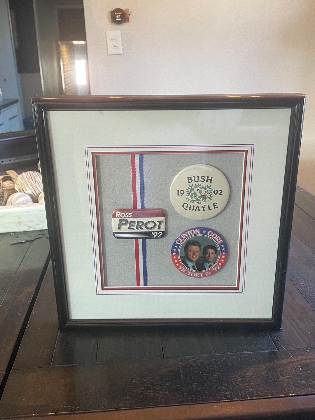 Canpaign Button Framed Set 1992 Bill Clinton George Bush Ross Perot ...