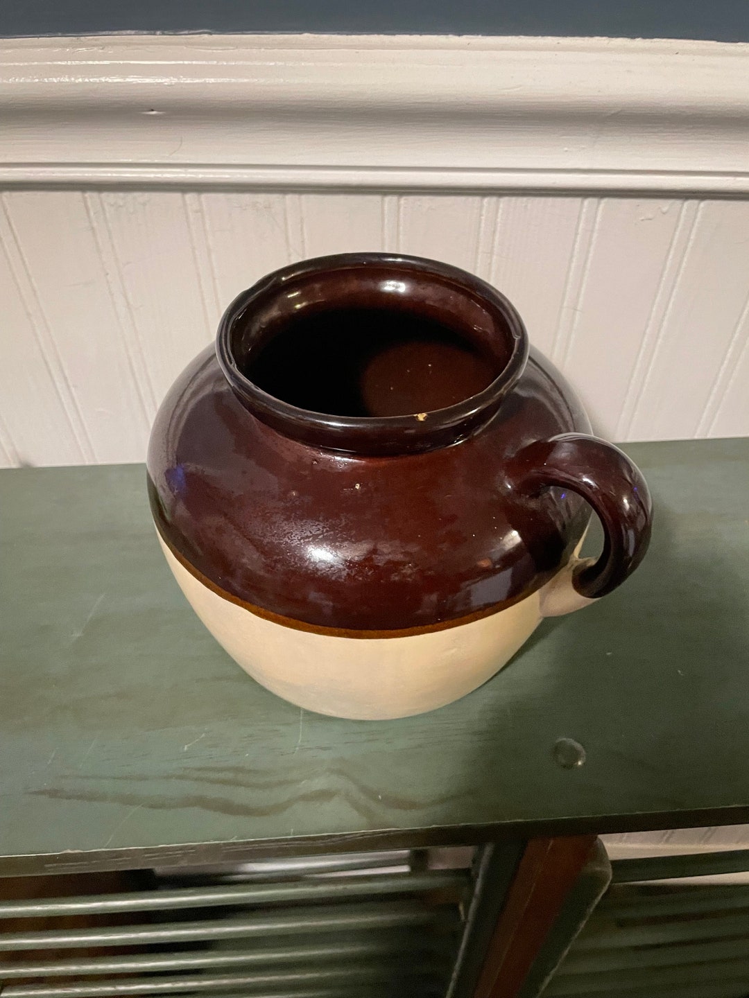 Antique Stoneware Bean Pot, Vintage Kitchen Storage, Farmhouse Home ...