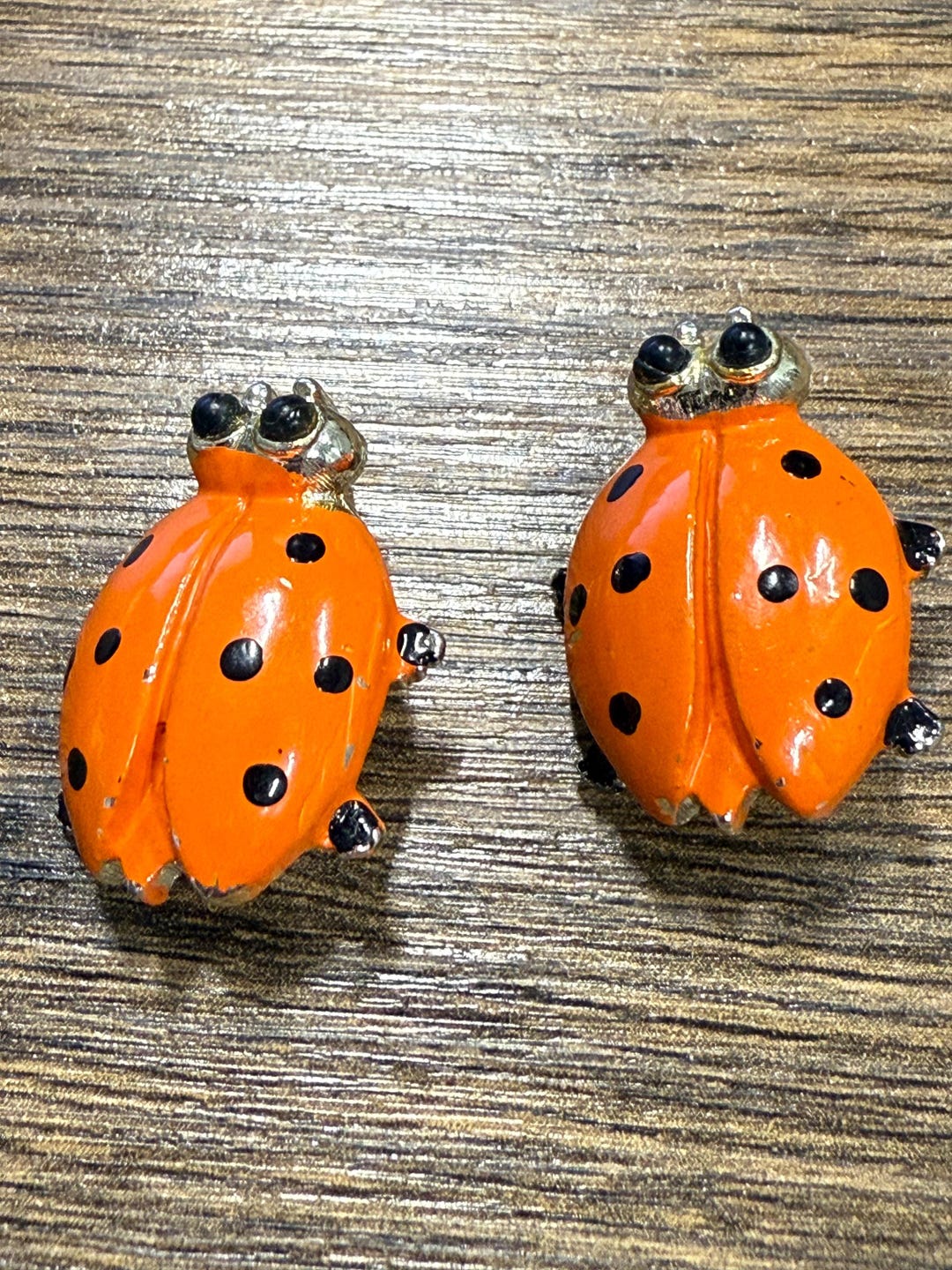 Vintage JJ Ladybug Brooch Pair – Orange Enamel Insect Pins – Jonette ...