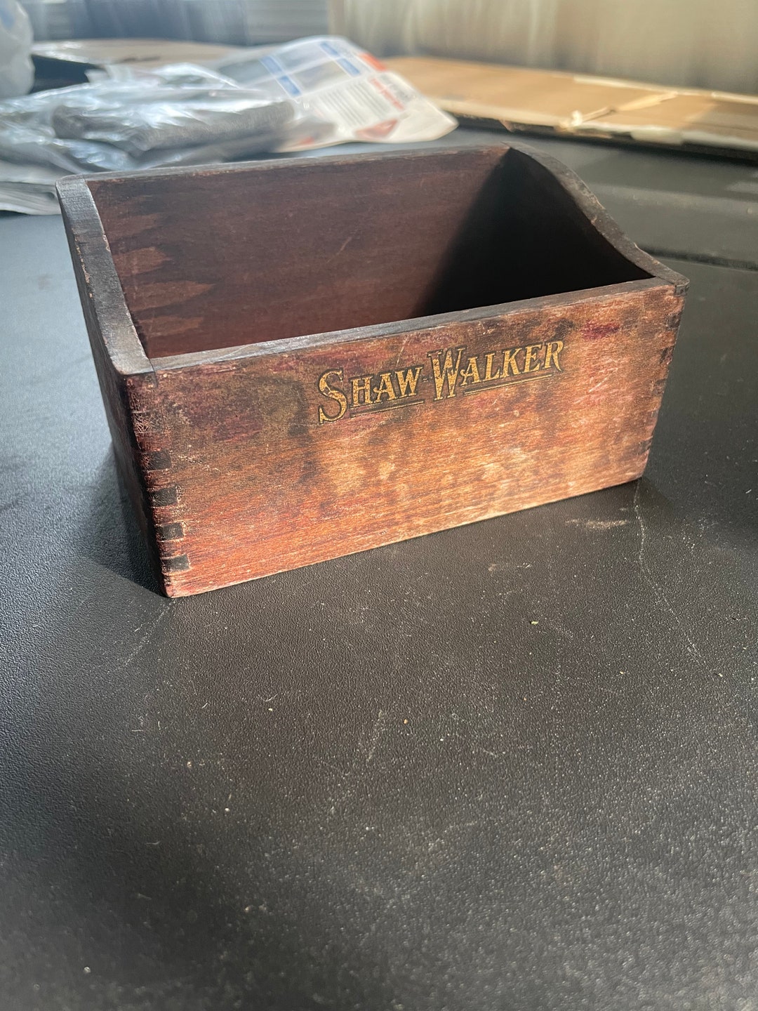Antique Shaw Walker Card File Recipe Box Holder Dovetail Wood - Etsy