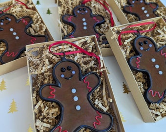Handmade Stained Glass Gingerbread Man Ornament, Holiday and Winter ...
