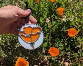Golden California Poppy Stained Glass - Etsy