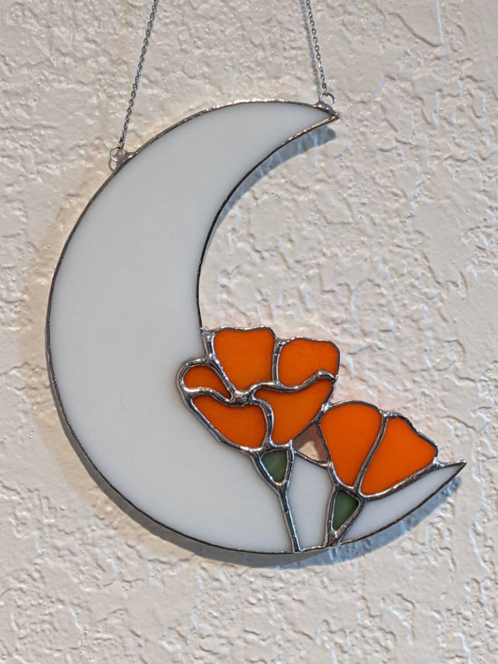 California Poppy Moon Stained Glass - Etsy