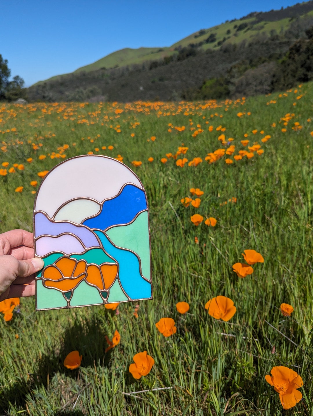California Poppy Portal Stained Glass - Etsy
