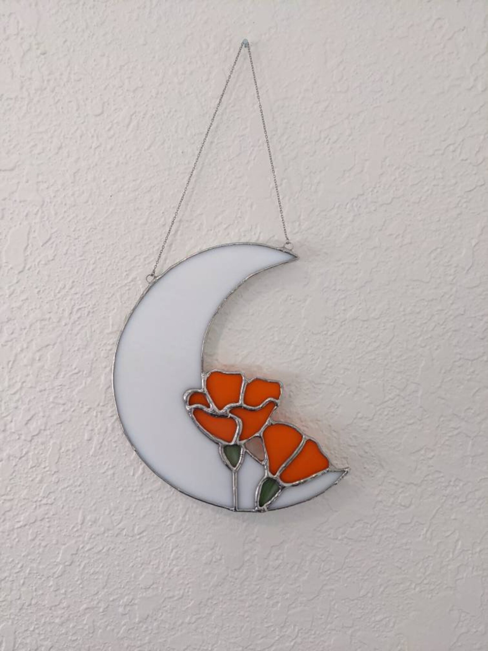 California Poppy Moon Stained Glass - Etsy
