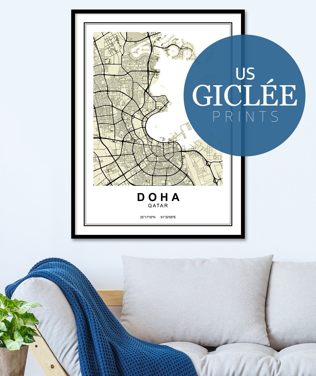 Doha Map Print Doha Plan City Map Doha Doha Street Map | Etsy