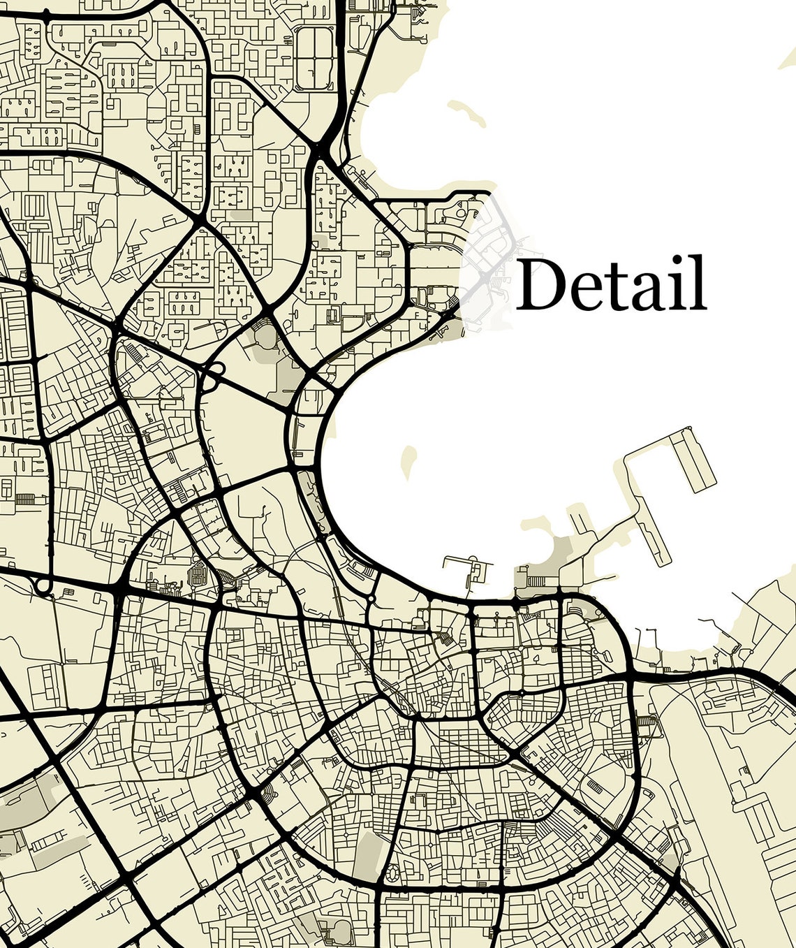 Doha Map Print Doha Plan City Map Doha Doha Street Map | Etsy