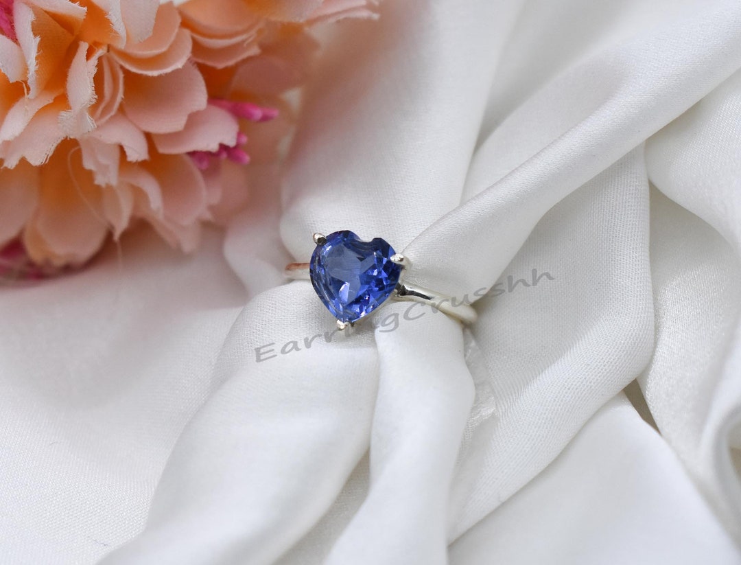 Heart Tanzanite Ring: 925 Sterling Silver Dainty Gemstone Ring - Etsy