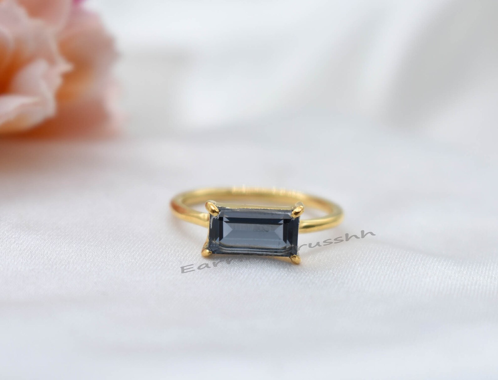 Grey Spinel Ring Women Spinel Ring Solitaire Engagement - Etsy