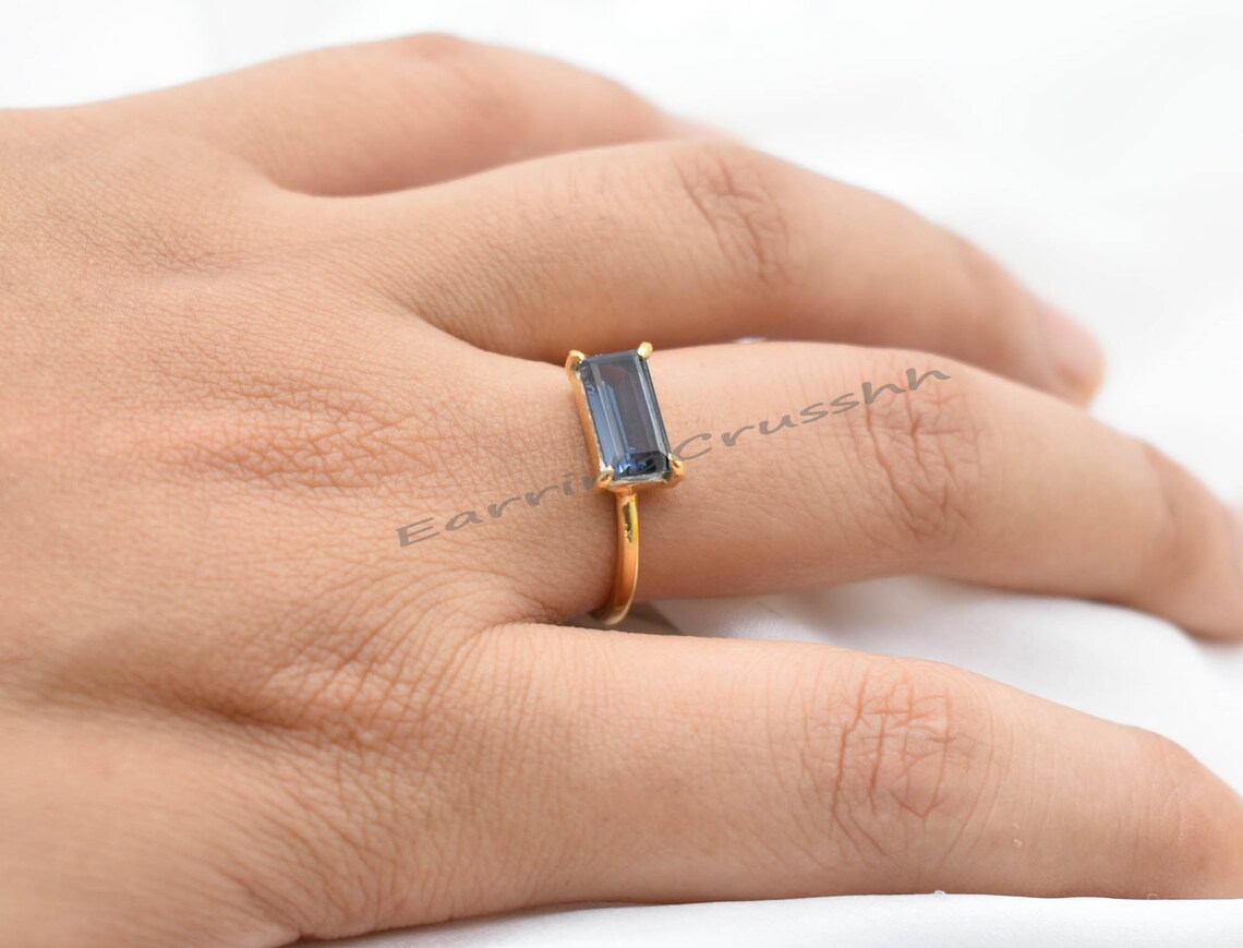 Grey Spinel Ring Women Spinel Ring Solitaire Engagement - Etsy