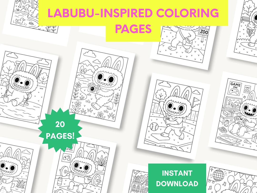 Labubu Coloring Pages Adult Printable Cute Labubu-inspired Digital Art ...