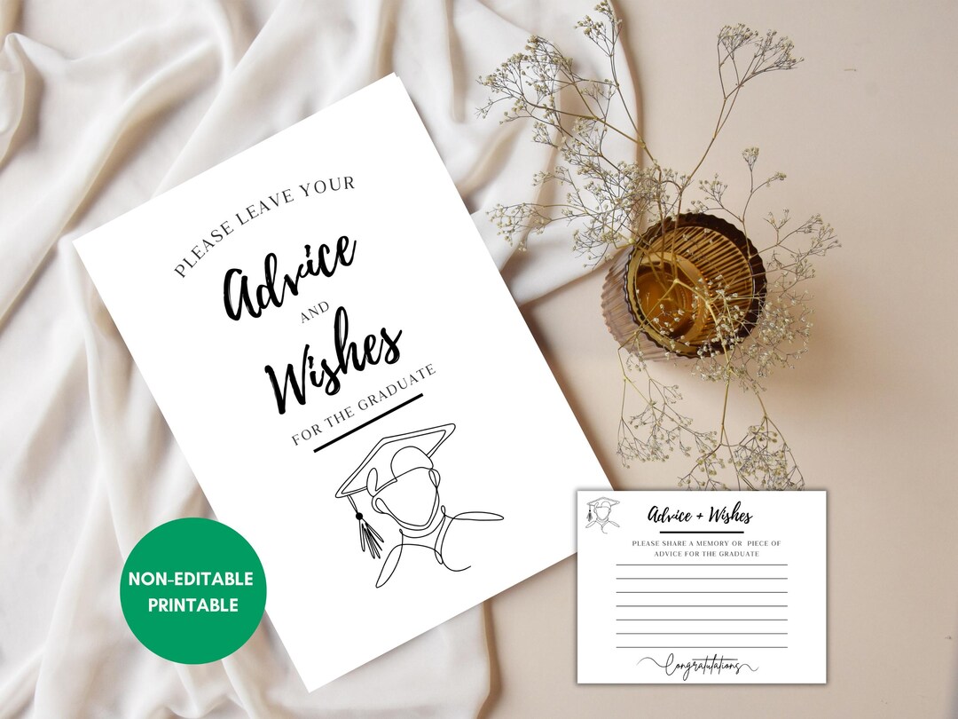 Advice and Wishes for the Graduate Printable Cards Table Sign ...