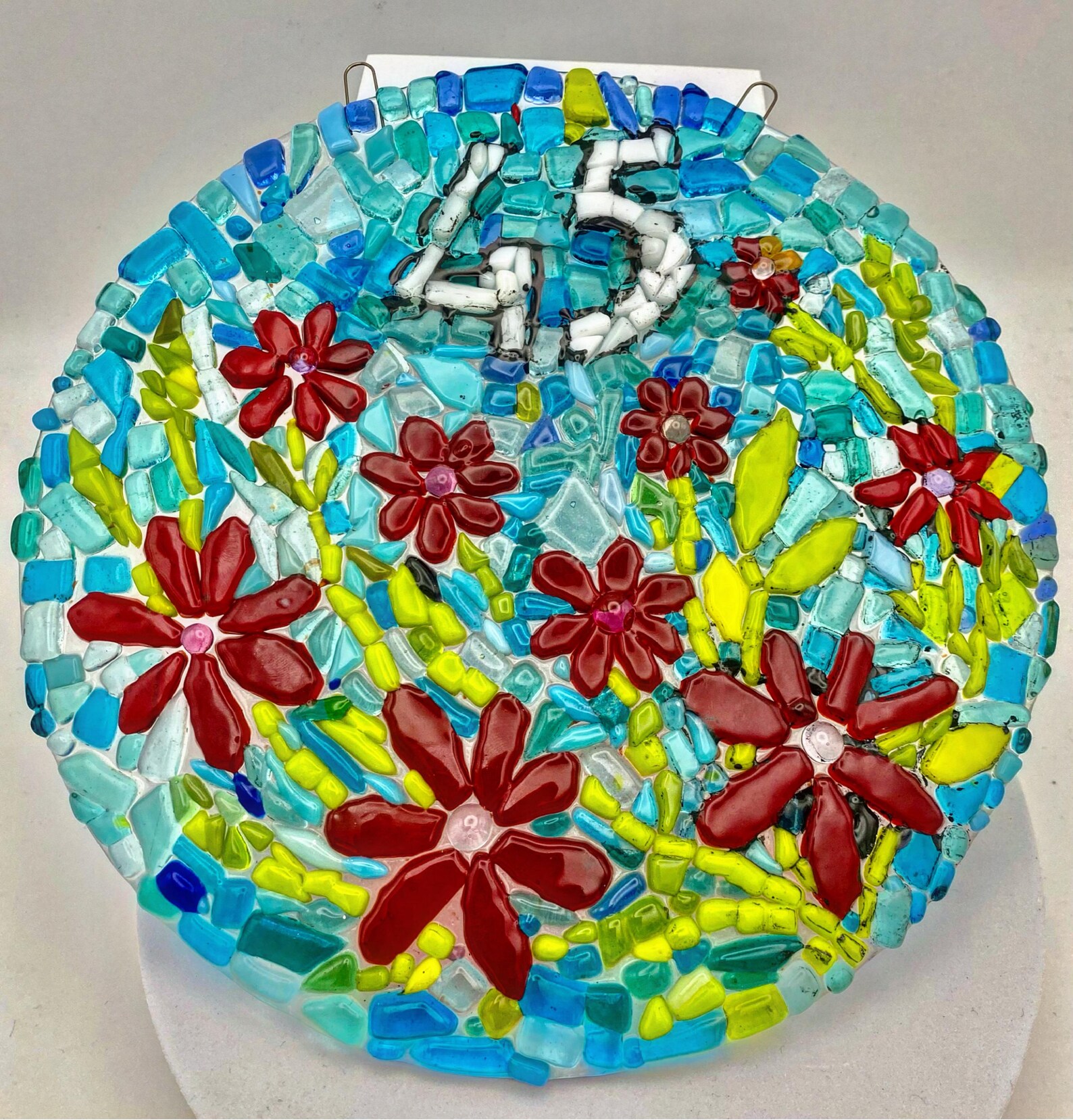 Custom Fused Glass Flower Mosaic House Number Sign - Etsy