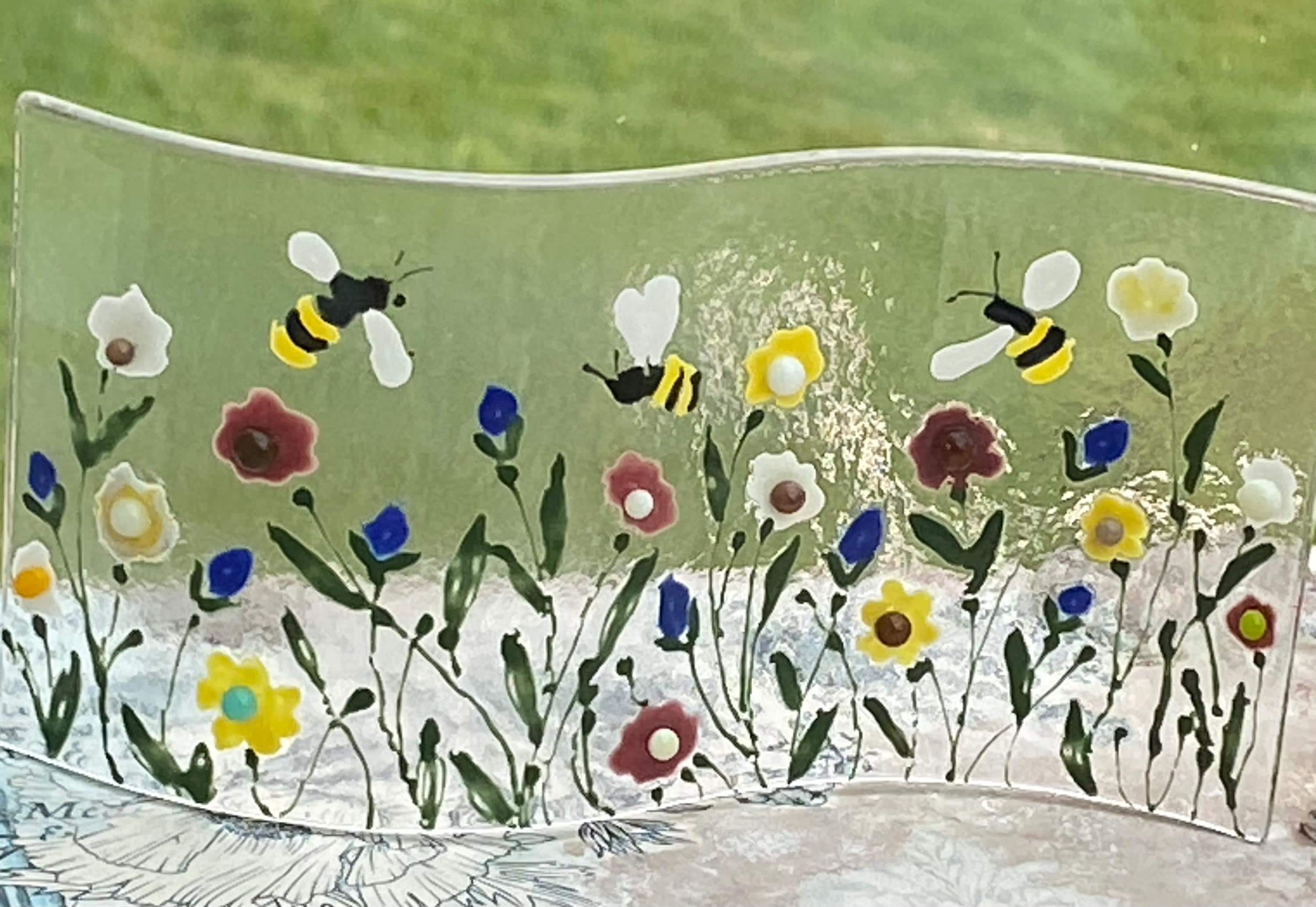 Fused Glass Bee and Wild Flower Wave - Etsy