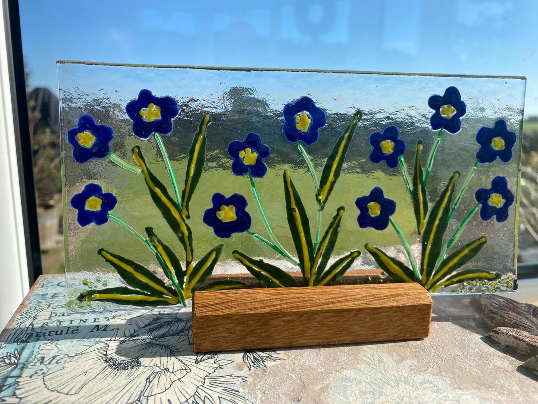 Fused Glass Forget Me Not Panel - Etsy