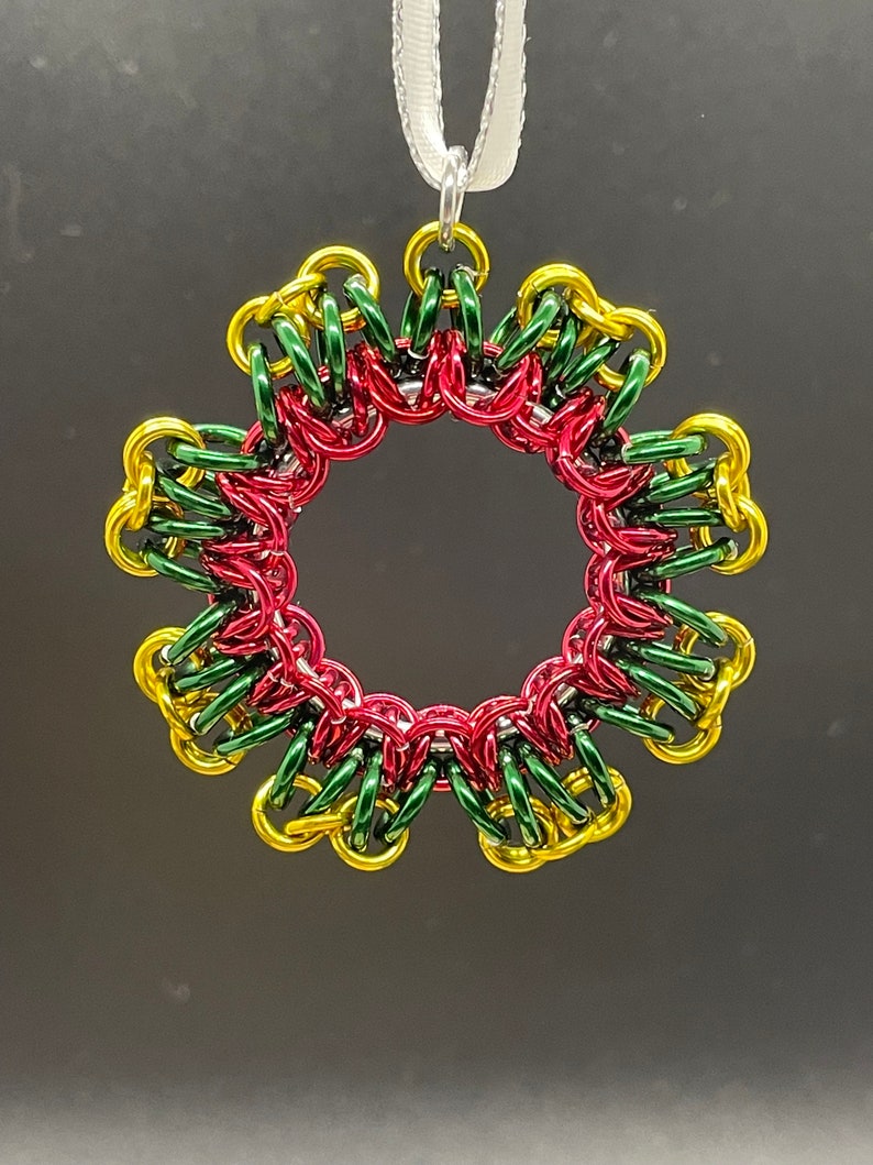 Chainmail Tutorial – Sunburst Christmas Ornament/pendant (chain Mail ...