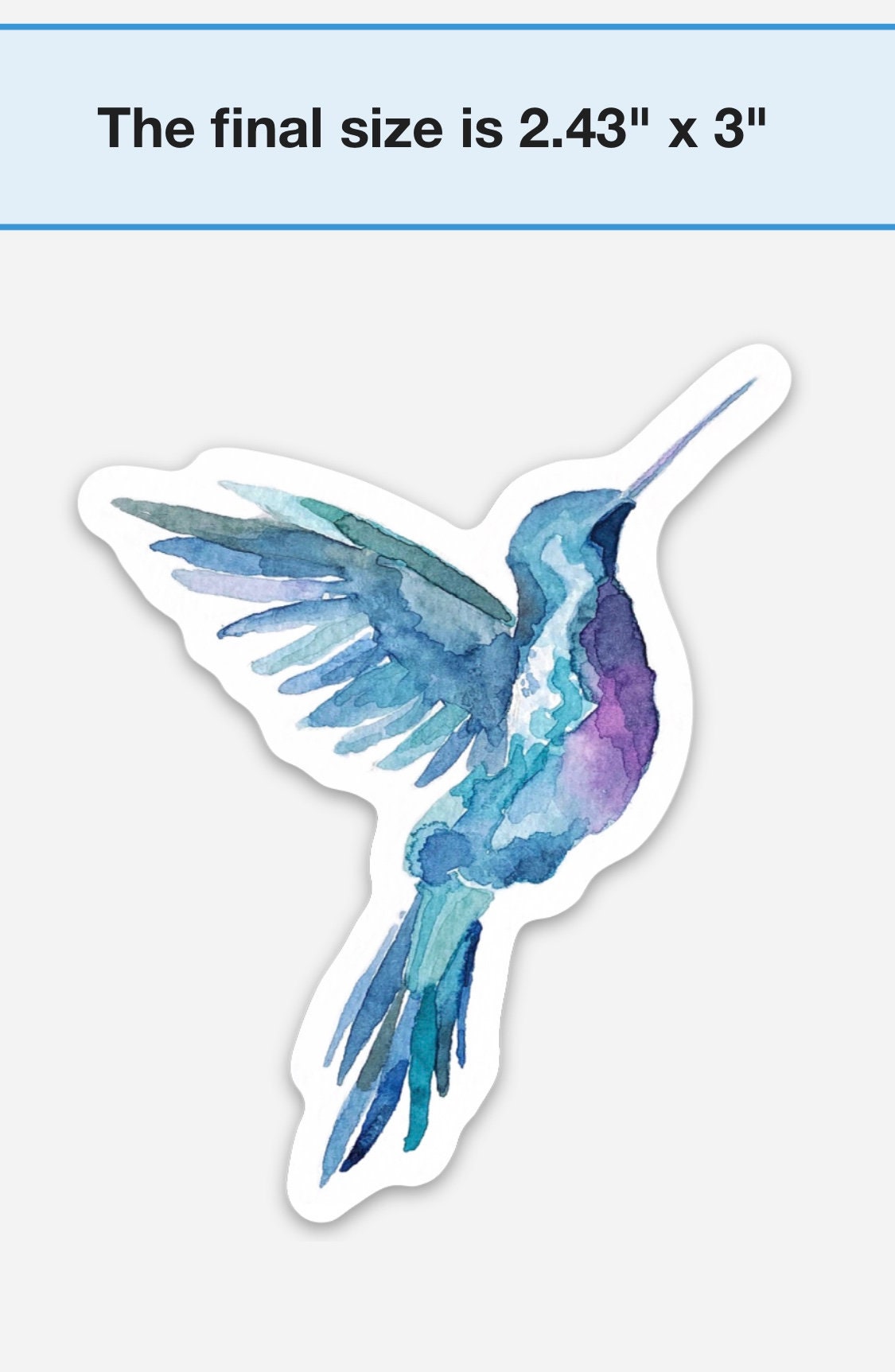 Watercolor Hummingbird Vinyl Sticker. Waterproof Waterbottle Sticker ...