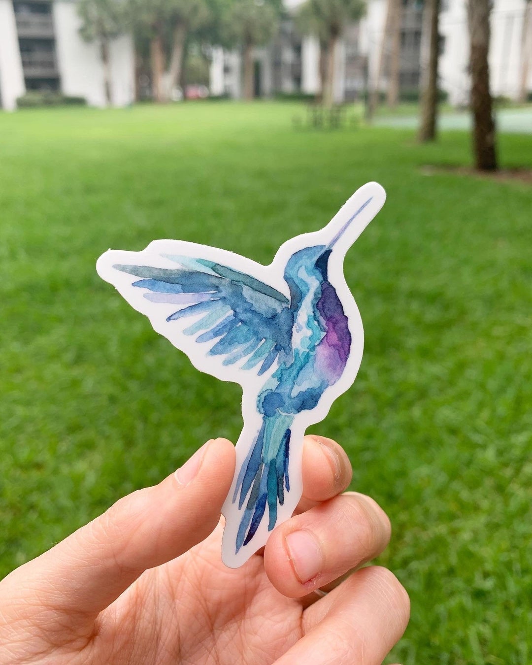 Watercolor Hummingbird Vinyl Sticker. Waterproof Waterbottle Sticker ...