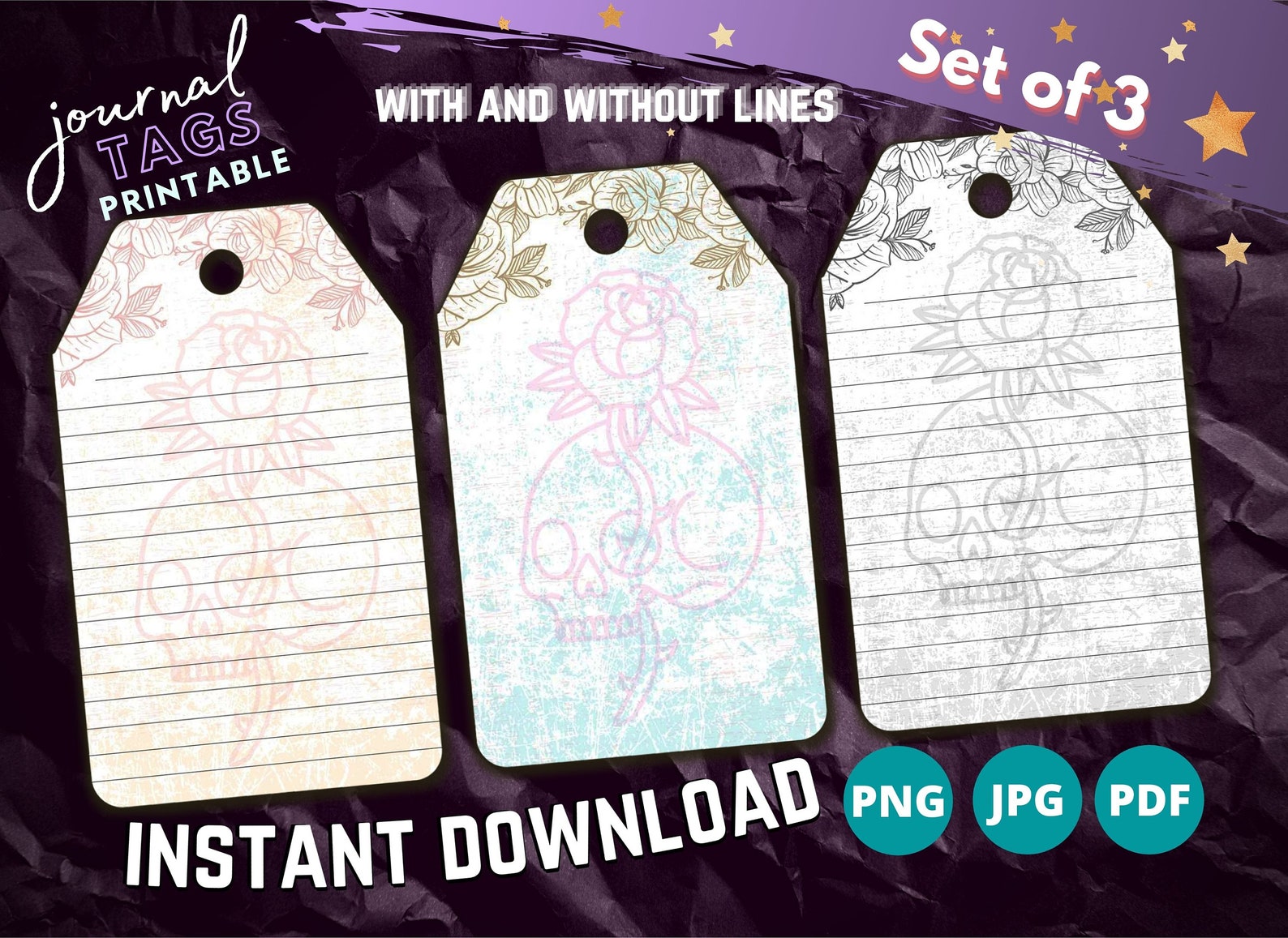 Junk Journal Tags, Printable Tags, Digital Collage, Instant Download - Etsy