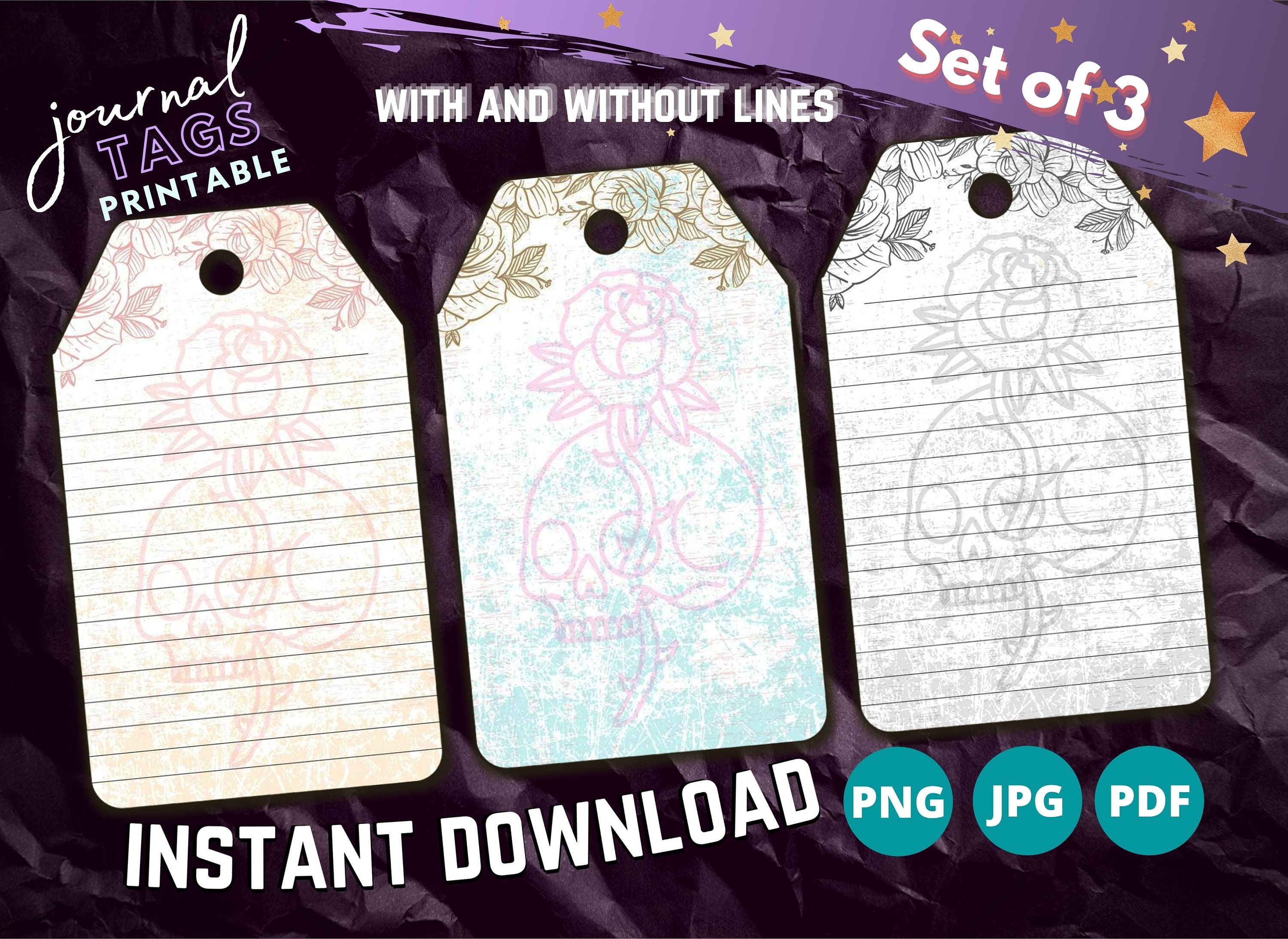 Junk Journal Tags, Printable Tags, Digital Collage, Instant Download - Etsy