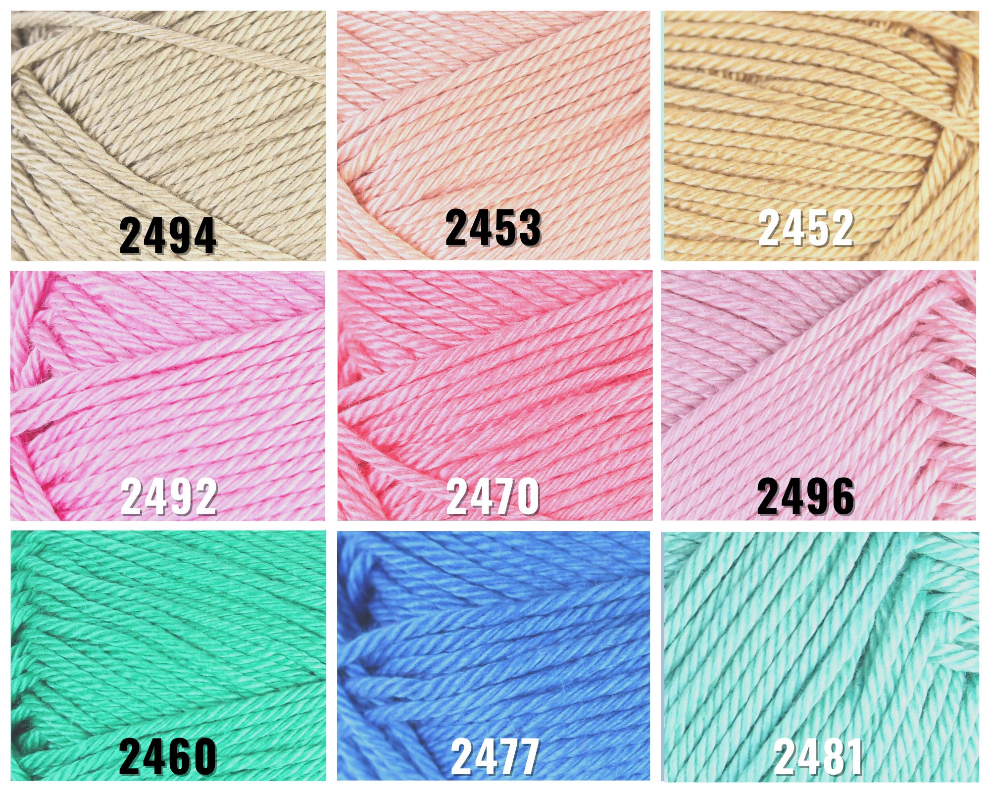 Gazzal Giza Yarn, 100% Mercerized Cotton Each 1.76 Oz (50g) / 137 Yrds ...