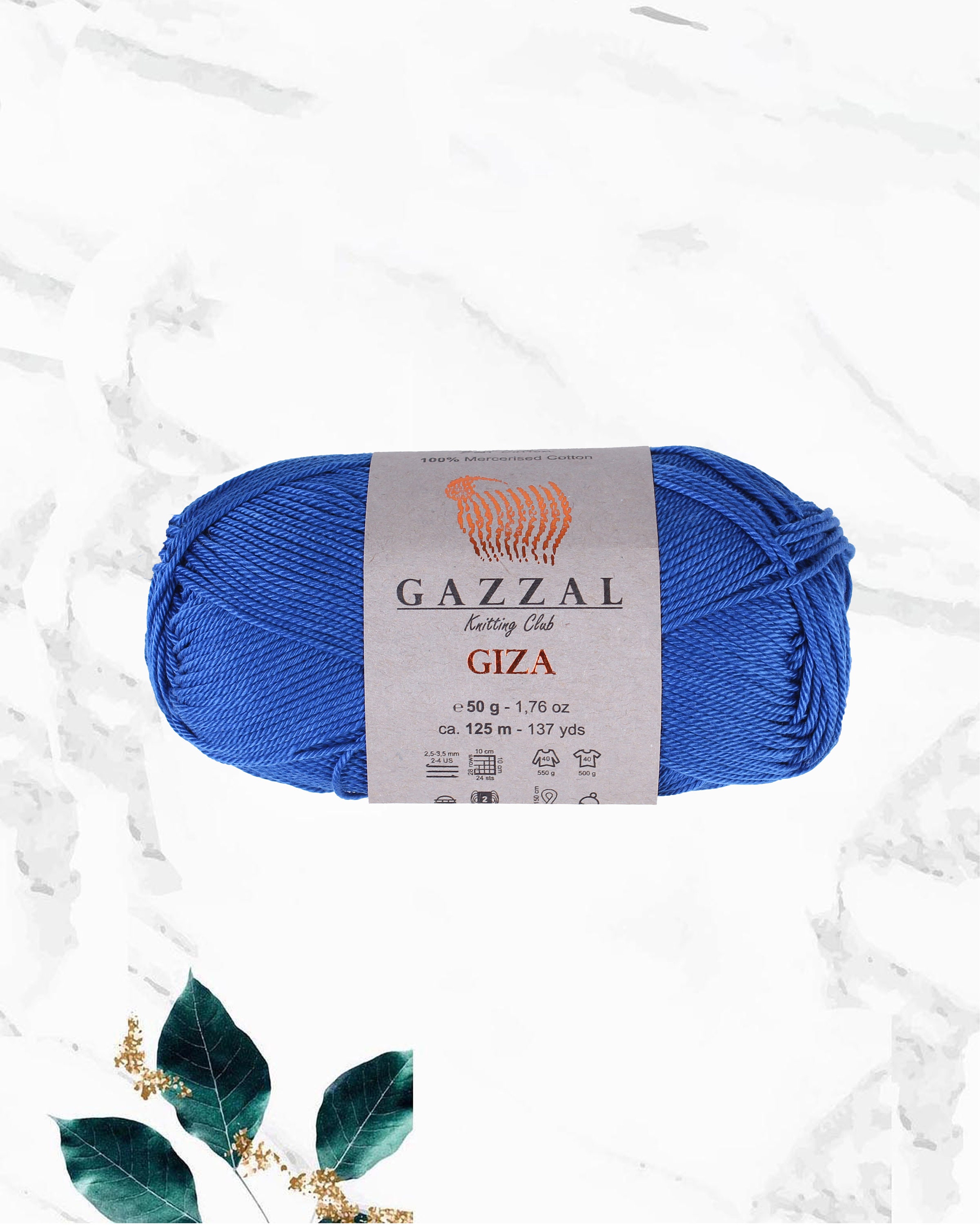 Gazzal Giza Yarn, 100% Mercerized Cotton Each 1.76 Oz (50g) / 137 Yrds ...