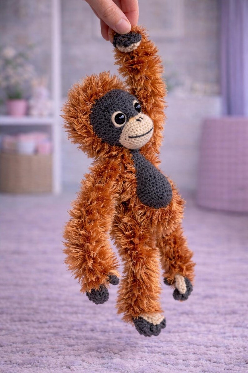 Crochet Orangutan Pattern PDF | Sam the Orangutan Amigurumi | Hanging ...