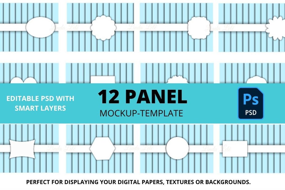 Digital Paper Mockup, 12 Panell PSD Mockup Template, Digital Background ...