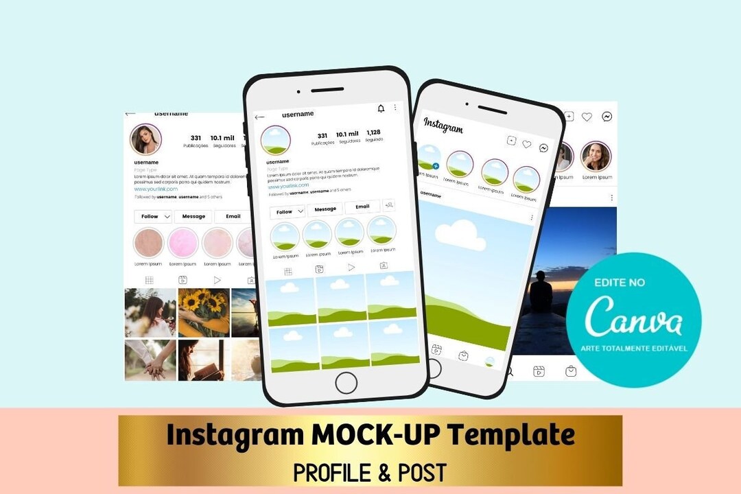 Social Media Mock-up, Instagram Mock-up Template, Customizable Template ...