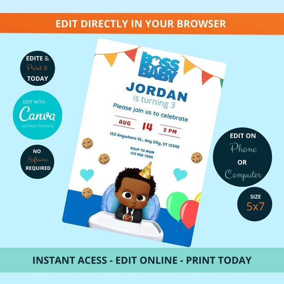 African American Boss Baby Invitation African American | Etsy