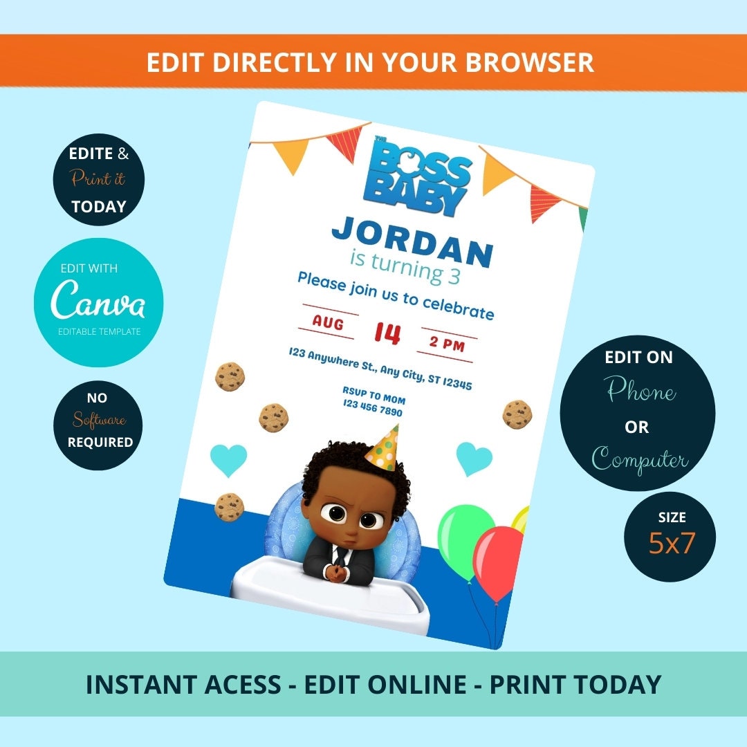 African American Boss Baby Invitation African American | Etsy