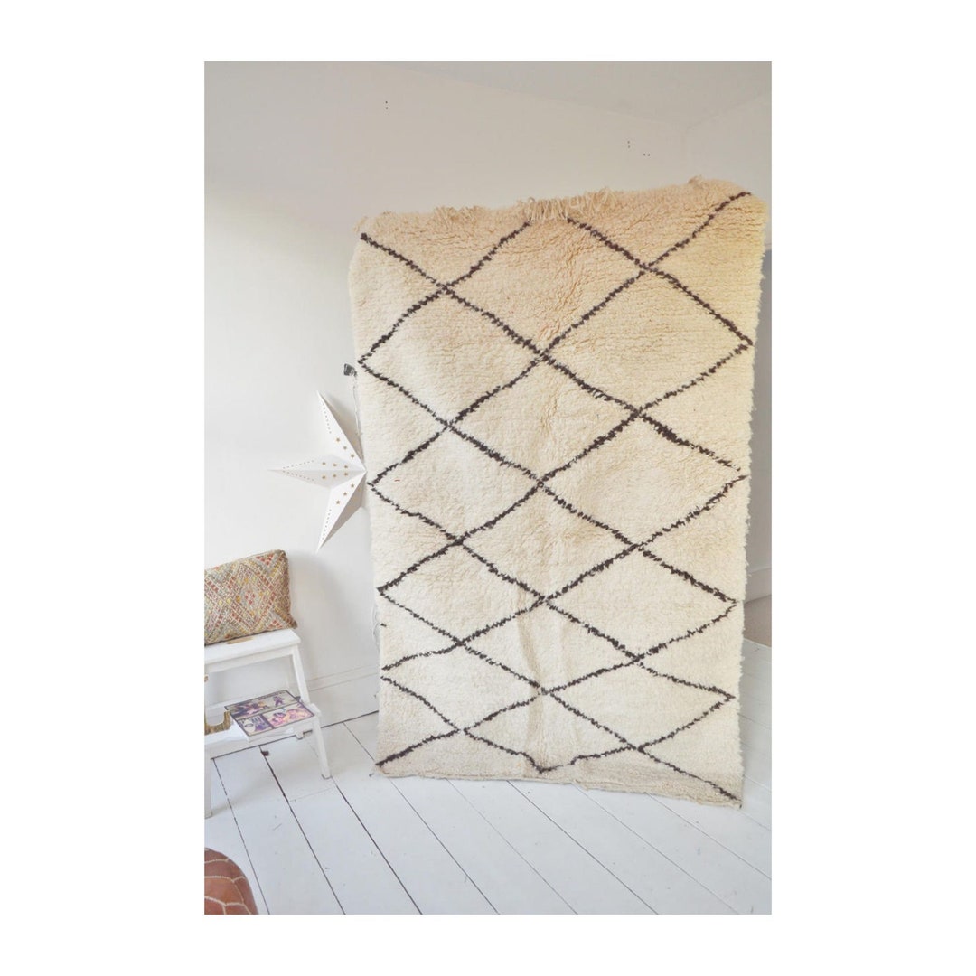 Beni Ourain Carpet Cream Color 8x10, 8x11, 9x10, 9x12 Hand Woven Rug ...