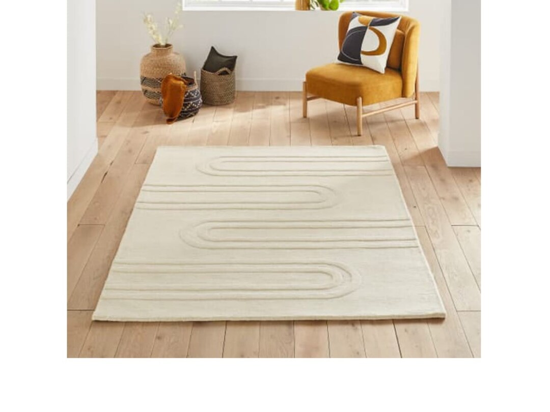 Hand Tufted Rug Cream Rugs Living Room Rugs With 5x7 6x8 - Etsy