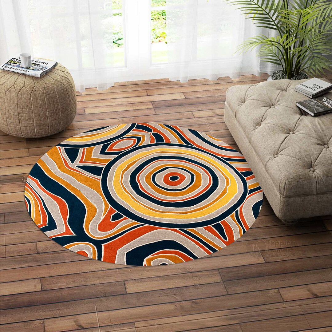 Circle Rug Round Tufte, 9x9, 10x10, 12x12, 16x16 Wool Area Rug Living ...