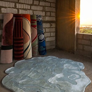 Grey 16x16 Round Rug Hand Tufted Handmade Rug 8x8, 9x9, 10x10 Wool ...