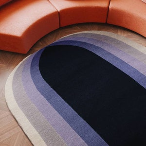 Abstract Oval Rug Blue Natural Tufted 8x10, 8x11, 8x13, 9x10 Large Oval ...