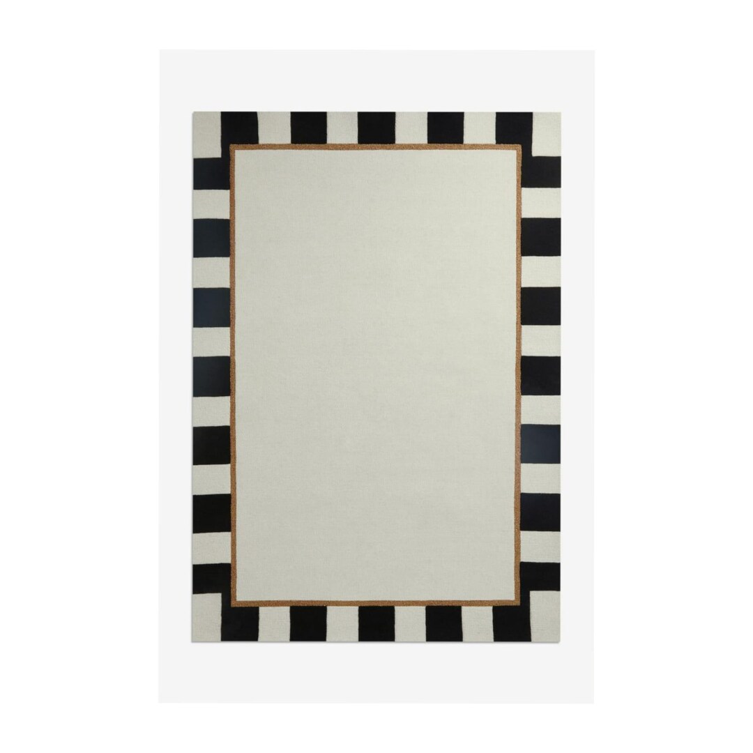 Black White Rug 10x10, 10x13, 10x14, 12x12 Large Area Rug Striped ...