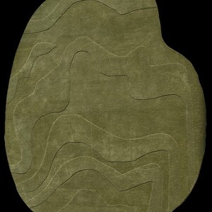 Green Tuffed Rug Mid Century Rug 8x10, 9x10, 9x12 Irregular Shaped Hand ...