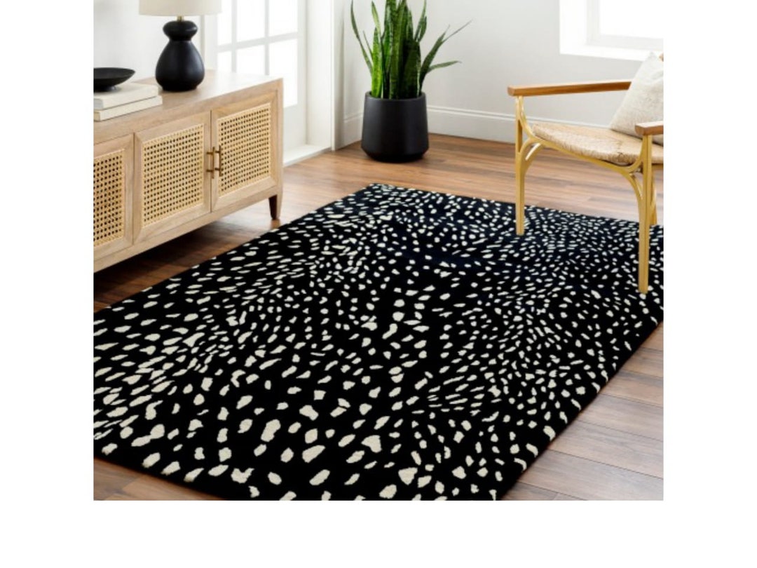Hand Tufted Rugs Animal Print Rugs Black White Tufted Area Rugs, 4x6 ...
