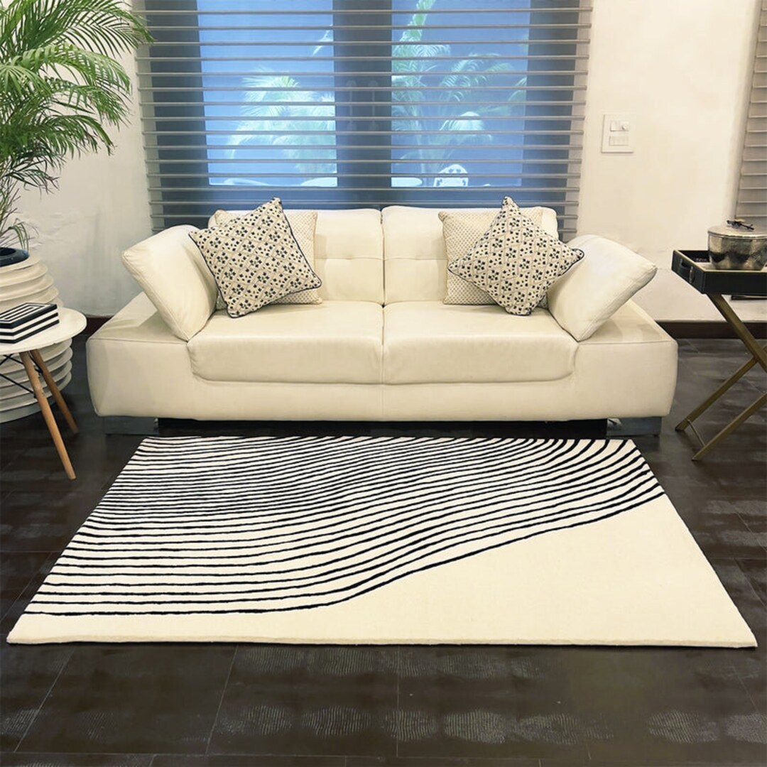 Living Room Rug, 8x10, 8x11, 9x10, 9x12, Wool Area Rug, White Color ...