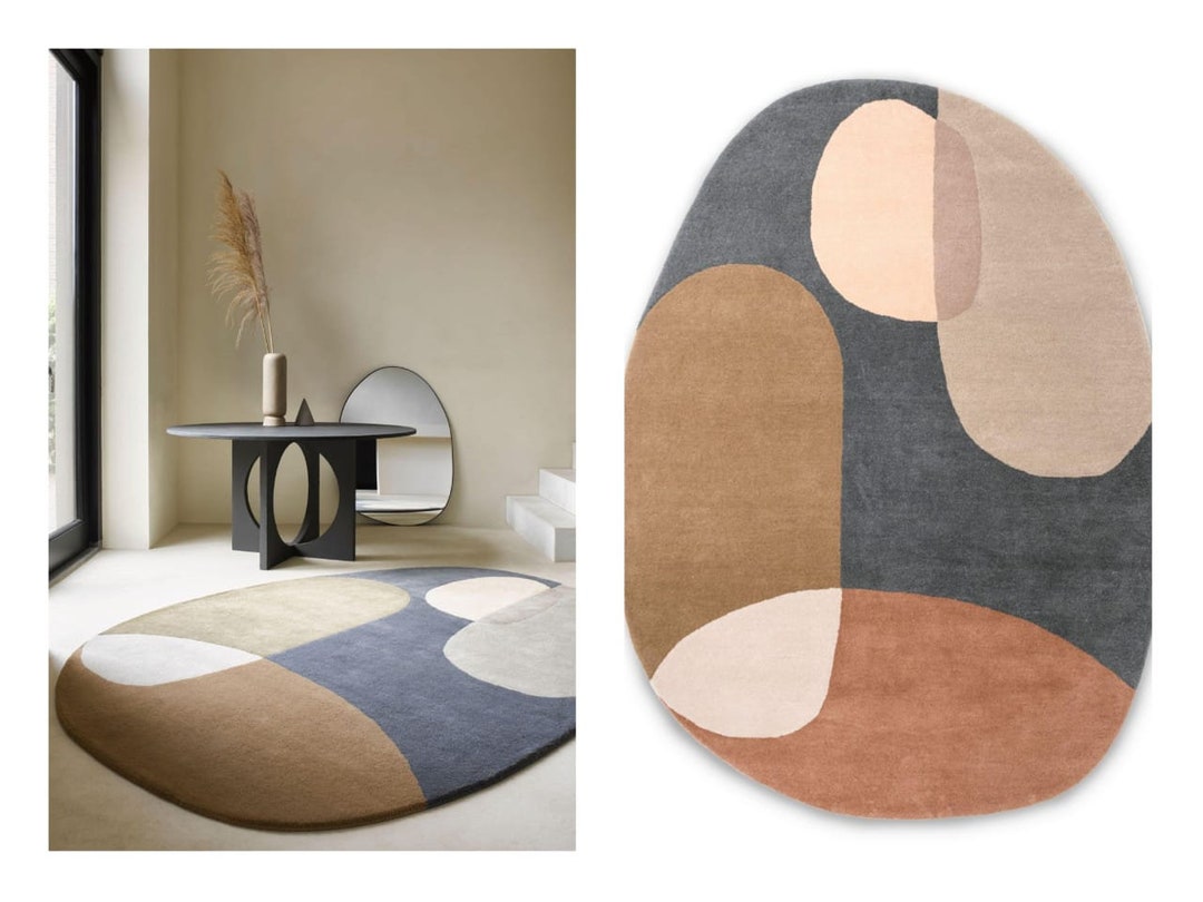 Oval Rug Mid Century Rug Colorful 5x8 Large Oval Rug Rug for Bedroom ...