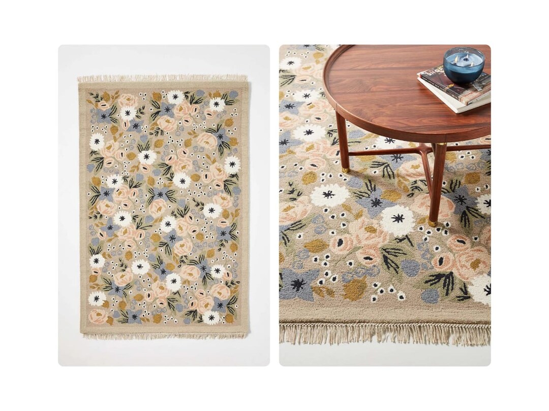 5x8 Area Rug Rifle Paper Rug 6x9 Beige Rug 9x12 Area Rug 8x10 Hand Tuft ...