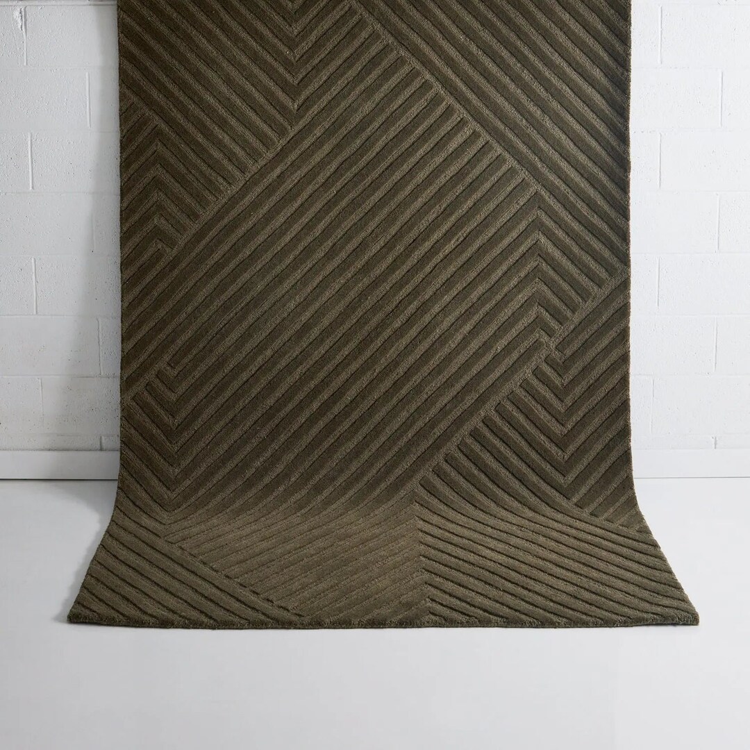 Green Large Area Rug, Hand Tufte, 7x10, 8x10, 8x11, 9x10, 9x12, Wool ...