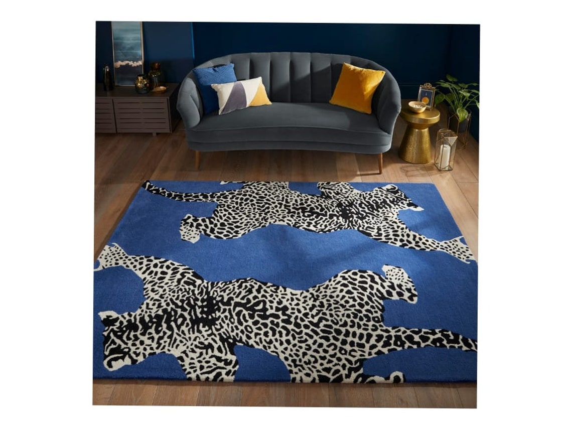 5' X 8' Tibetan Tiger/ Hand Tufted Blue Rug /woolen - Etsy