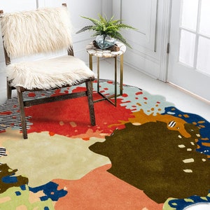 Irregular Rugs Tufted Round Wool Area Rug 5x5, 6x6, 7x7, 8x8 Irregular ...