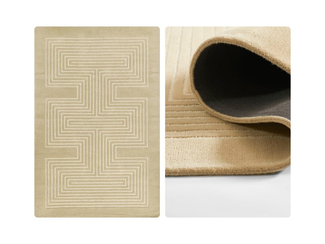 Hand Tufted Beige Area Rugs 5x7, 5x8, 6x8, 6x9 Wool Carpet Living Room ...