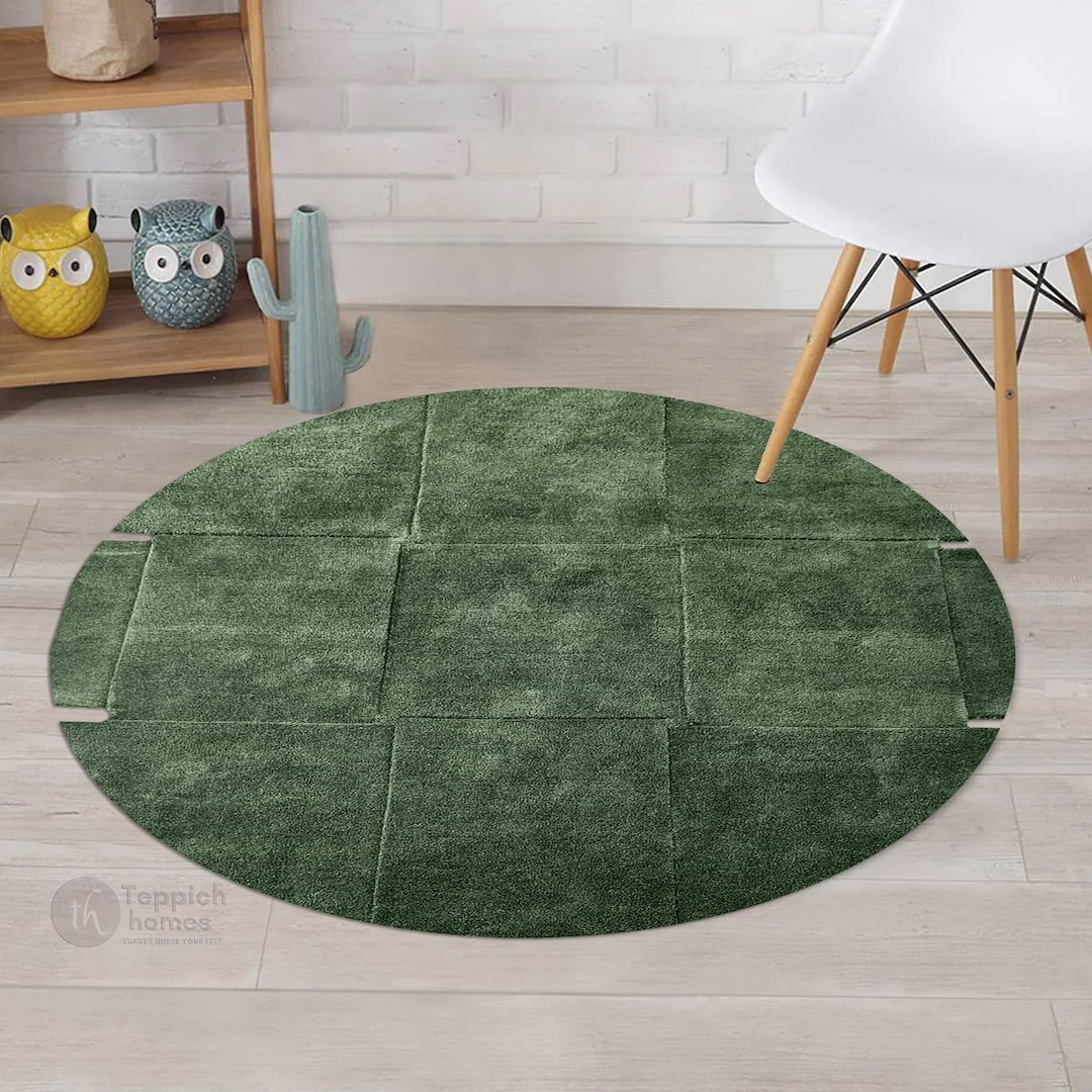 Hand Tufted, 10x10,9x9,8x8,7x7,6x6, Green Round Rugs, Circle Carpet ...