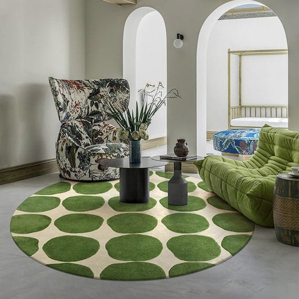 Olive Green Circle Rug - Etsy